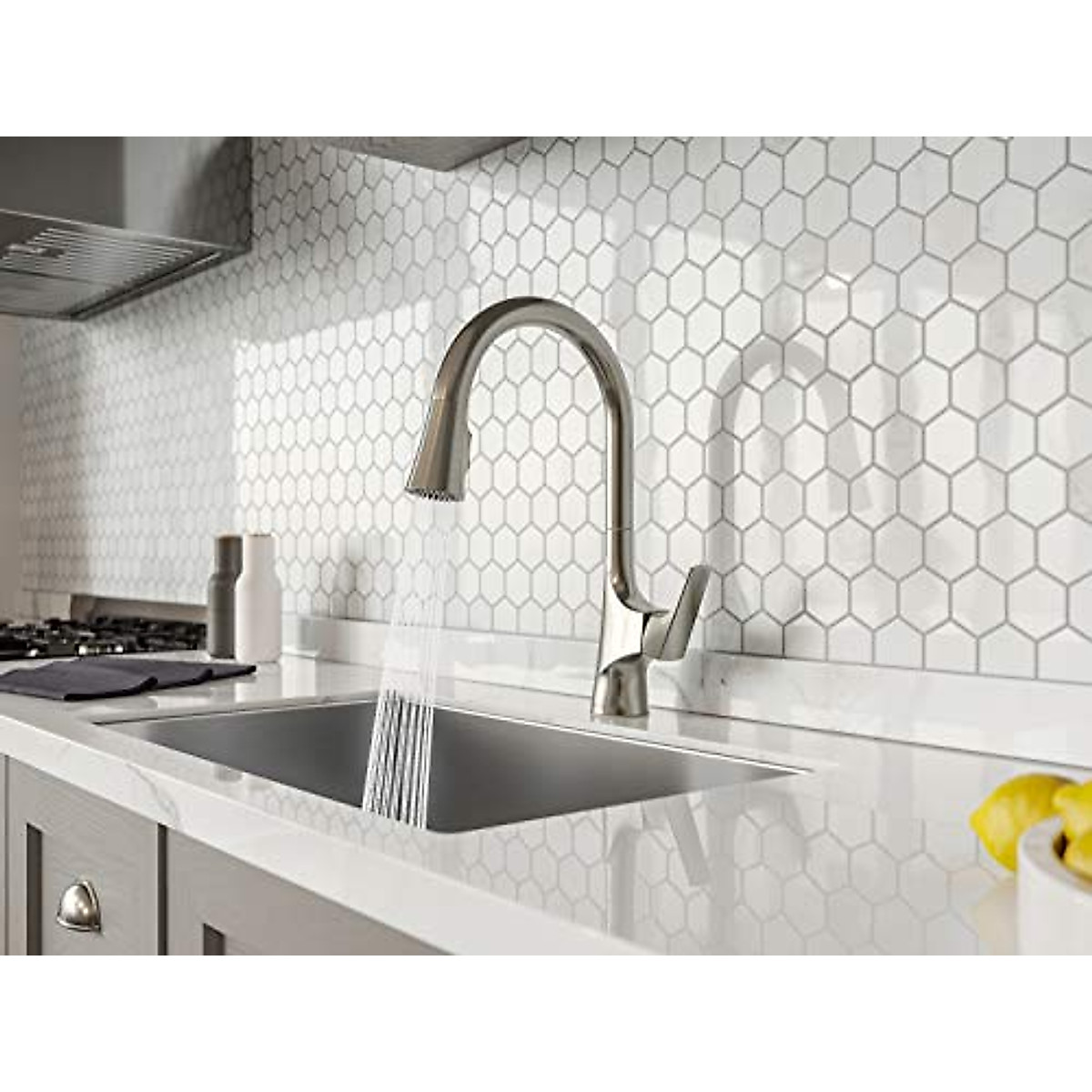 Pfister Norden Kitchen Faucet with Pull Down Sprayer, Single Handle, High Arc, Stainless Steel Finish, GT529NRS