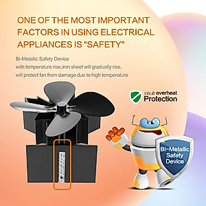 CRSURE Wood Stove Fan, 4-Blade Heat Powered Stove Fan, Fireplace Fans for Wood Stove/Burner/Wood Burning Stove Top, Non Electric Fans for Heater/Gas/Pellet Fireplace