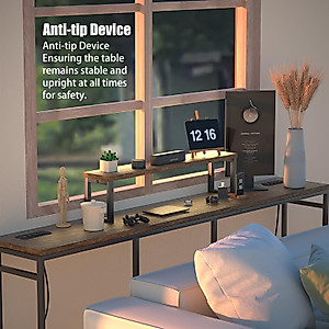 DDJ Console Table with Outlets, 11.8" D x 70.8" W x 32.6" H Behind Couch Table Skinny, Entryway Table with a Small Table, Long Sofa Table, Hallway Table