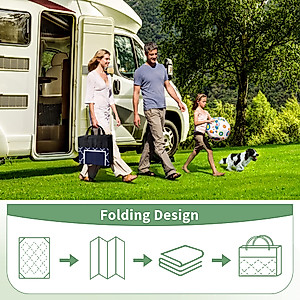 GENIMO 6' x 9' Outdoor Rug Waterproof for Patio Decor, Foldable Reversible Plastic Straw Area Rugs Mat for Camper, Outside Carpet for Rv, Deck, Porch, Picnic, Beach, Balcony, Blue & White