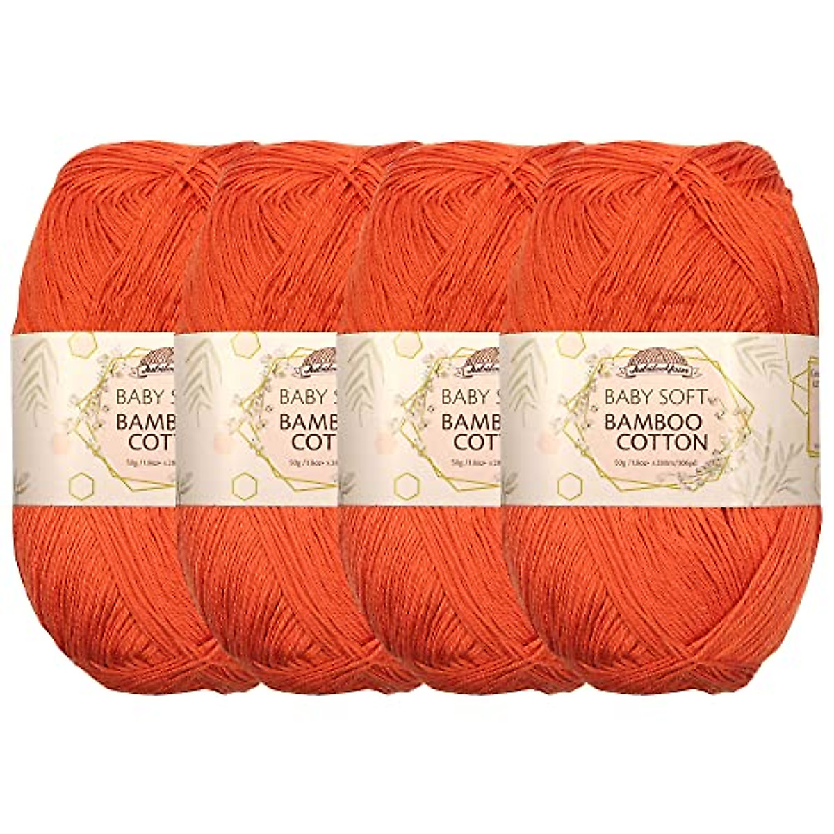 JubileeYarn Baby Soft Bamboo Cotton Yarn - 50g/Skein - Burnt Orange - 4 Skeins