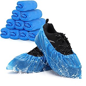 Shoe Covers Disposable Non Slip - Pack of 100 (50 Pairs), Premium Waterproof and Recyclable Shoe Booties Covers for Indoors, Fits Up To 11 US Men and 13 US Women Size
