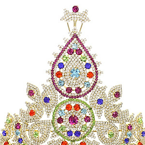 Vedic Vaani Elegant Navratri Goddesses Maa Navdurga Sherawali MATA Multicolour Gemstones Decorative Mukut/Crown/Handmade Designer Taj for Navdurga Festival, Puja, Goddess Idol/Statue