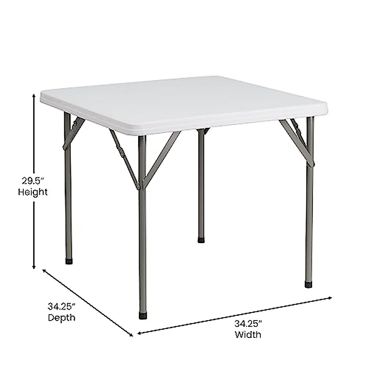 Flash Furniture Elon 2.85-Foot Square Granite White Plastic Folding Table | Waterproof | Impact and Stain Resistant