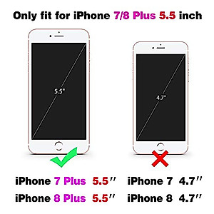 Phone Case for iPhone 7plus 8plus 7/8 Plus Wallet Cases with Tempered Glass Screen Protector Leather Flip Cover Card Holder Stand Cell Accessories i Phone7s 7s + 7+ 8s 8+ Phones8 Women Men Blue