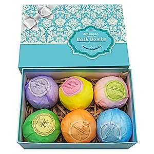 Bath Bombs Ultra Lux Gift Set - 6 XXL Fizzies with Natural Dead Sea Salt Cocoa and Shea Essential Oils Plus Aromatherapy Shower Steamers, Set of 6 Scent Tablets