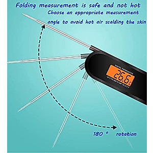 Digital Meat Thermometer for Cooking with Probe and Backlight，IP67 Waterproof CookingThermometer for Grilling BBQ, Kitchen Cooking,Candy,Oil and Roast Turkey ,Instant Read Thermometer Digital(Black)