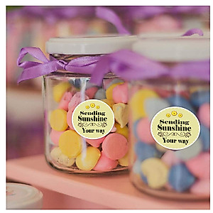 YOUOK Sending Sunshine Your Way Stickers,1.5 inch Sunshine Thank You Themed Labels for Small Business,Handmade Goods Packaging ,Envelopes, Postcards Mail(500PcsRoll)