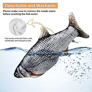 Depets Flopping Fish Cat Toy, Durable Floppy Fish Cat Toy with Catnip, USB Charging Wiggle Fish Toy for Cats/Puppy/Small Dogs, Realistic Flipping Fish Cat Toy, Cat Toy for Indoor Exercise