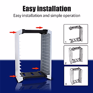 HEATFUN PS5 Game Stand, Hard and Sturdy Storage Tower Compatible with PS4/PS5/Xbox series games - Up to 12 Games