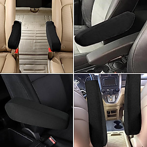 TUTUDOW 1 Pair Universal Size Seat Arm Rest Cover,Replacement Car Front Seat Armrest Cover,Car Interior Accessories(Black)