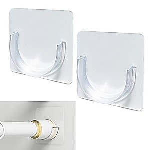Venupple Shower Rod Holder, Tension Curtain Rod Bracket No Drilling, Adhesive Shower Rod Retainer Shower Curtain Rod Holder | Shower Curtain Rod not Included Transparent