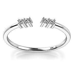 Kobelle Sz 10.0 Solid 10K White Gold Diamond Wedding Stackable Open Ring