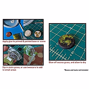 Stonehaven Miniatures Static Grass, Warm Green - 2mm Length Fibers - Master Quality Base & Scenery Flock - Realistic Texture & Detail - for 28mm Scale Table Top War Game Miniatures - Made in USA