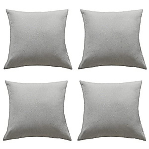 Pack of 4 Decorative Outdoor Waterproof Pillow Covers for Patio Tent Garden Balcony Farmhouse Sunbrella Outside Square Lumbar Pillow Cover Case 18*18 inch (Gray)