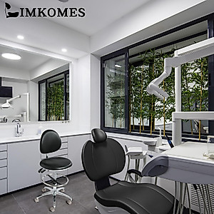 LIMKOMES Medical Dental Assistant Stool with Adjustable Backrest Rolling Ergonomic Swivel Seating Dentist Chair for Clinics, Dental Office, Lab-Black