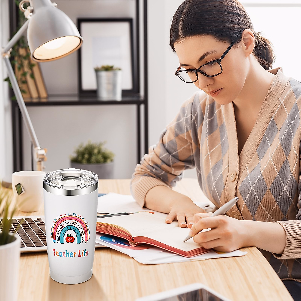 Panspace Teacher Appreciation Gifts for Women, Christmas & Birthday Gift Set for Teachers from Students - Thank You Gift Box with Tumbler, Tote Bag, Socks