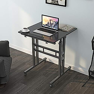 Mobile Stand Up Desk, 24 inch Laptop Computer Desk Adjustable Standing Home Office Desks with Roller, Student Desk School Desk Simple Stand Up Desk Small Desks for Small Spaces for Standing or Sitting