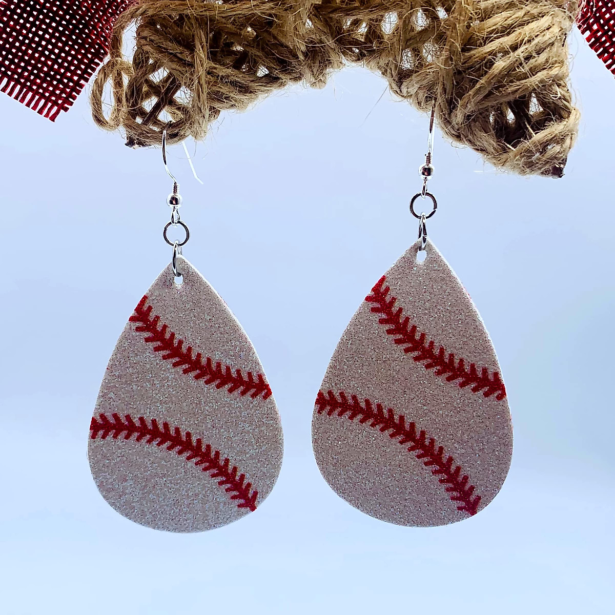 Baseball Earrings for Women - Baseball Jewelry - Baseball Mom Accessories - Baseball Stuff (Snowy White)