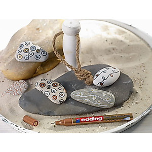 Edding 780 gloss paint marker - black - 10 paint markers - extra-fine round tip 0.8 mm - paint pen for glass, pebbles, wood, plastic, paper - waterproof, high coverage