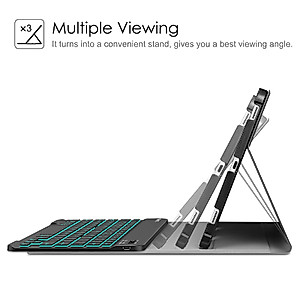 Fintie Keyboard Case for Samsung Galaxy Tab S8/Tab S7 11 Inch (Model SM-X700/X706/T870/T875/T878), Slim Stand Cover w/Detachable Wireless Bluetooth Keyboard, 7 Color Backlight, Black