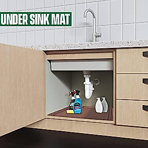 Croc Liner Under Sink Mat Waterproof Cabinet Liner for Kitchen and Bathroom Cabinets, Utility Mat (Fuzzy Fuzzy Brown)