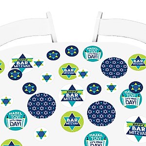 Big Dot of Happiness Blue Bar Mitzvah - Boy Party Giant Circle Confetti - Party Decorations - Large Confetti 27 Count
