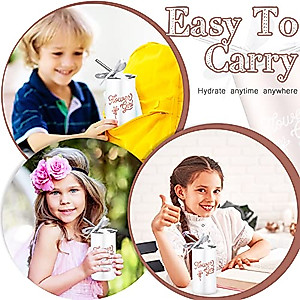 Yungyan Flower Girl Gift Flower Girl Proposal Gift Flower Girl Cup Water Bottle with Straw Cleaning Brush Ribbon Kids Tumbler for Wedding Party Gift from Bride (White, 1 Set)