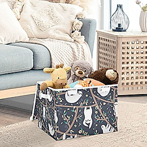 innewgogo Sloths Storage Bins with Lids for Organizing Foldable Storage Box With Lid with Handles Oxford Cloth Storage Cube Box for Pets Toys