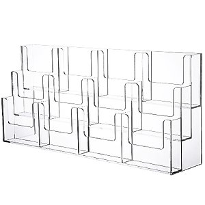 Kigley Acrylic Brochure Holder Pamphlet Brochure Display Stand Tabletop Greeting Card Display Flyer Holder Clear Literature Holder for Pamphlet, Document, Sign, Folders(12 Pockets, 12 Pockets)