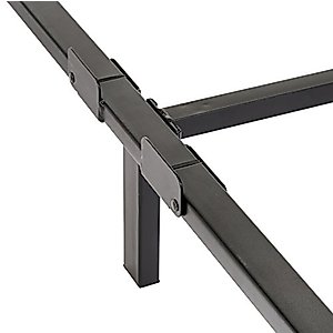 Amazon Basics Metal Bed Frame, 6-Leg Base for Box Spring and Mattress, Twin, Tool-Free Easy Assembly, Black, 74.5" L x 38.5" W x 7" H