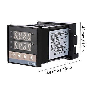 REX-C100 Temperature Controller, REX-C100FK02-M*an PID Digital Temperature Controller Relay Output Thermostat AC 250V Temperature Control Switch