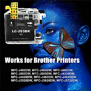 LC203BK XL Compatible Ink Cartridge for Brother LC203XL LC201XL LC203 LC201 Black cartridgesto use with MFC-J480DW MFC-J880DW MFC-J4420DW MFC-J680DW MFC-J885DW Printer (10 Pack Black)