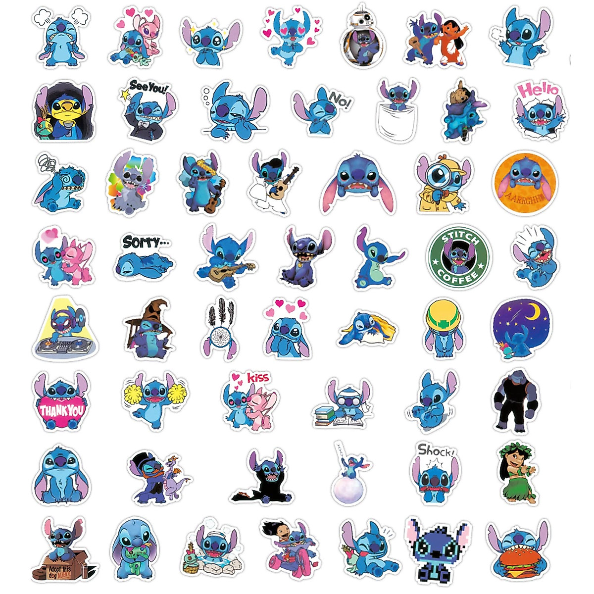 100 Pcs Stitch Stickers,Waterproof Lilo & Stitch Stickers for Water Bottles, Laptop,Bumper,Computer,Phone,Helmet,Vinyl Reusable Stickers and Decals Kids Teens