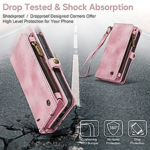 Zttopo for iPhone 13 Wallt Case, 2 in 1 iPhone 13 Case Wallet with Premium Leather Zipper Lanyard Card Holder, Durable Wristlet Flip Case Money Pocket Cover 6.1 inch