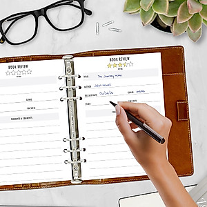 A5 Book Review Planner Refill Insert, 5.83″ x 8.27″, Fits 6-Rings Binders - Filofax, LV GM, Moterm, Choose Quantity