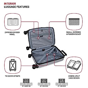 SwissGear 8020 Hardside Expandable Luggage with Spinner Wheels, Ultimate Grey, 3-Piece Set (18/24/27)