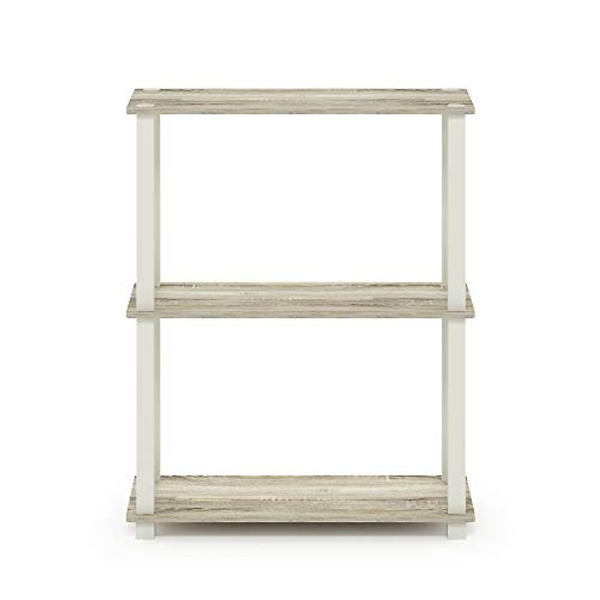 Furinno Turn-S-Tube 3-Tier Compact Multipurpose Shelf Display Rack with Square Tube, Sonoma Oak/White