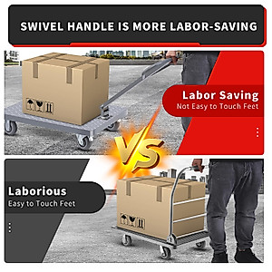 Heavy Duty Platform Truck Flat Cart,Steel Push Cart Dolly with 2200 LBS Capacity,Flatbed Cart with 360 Degree Swivel Handle,Metal Platform Cart for Material Handling (36"x24")