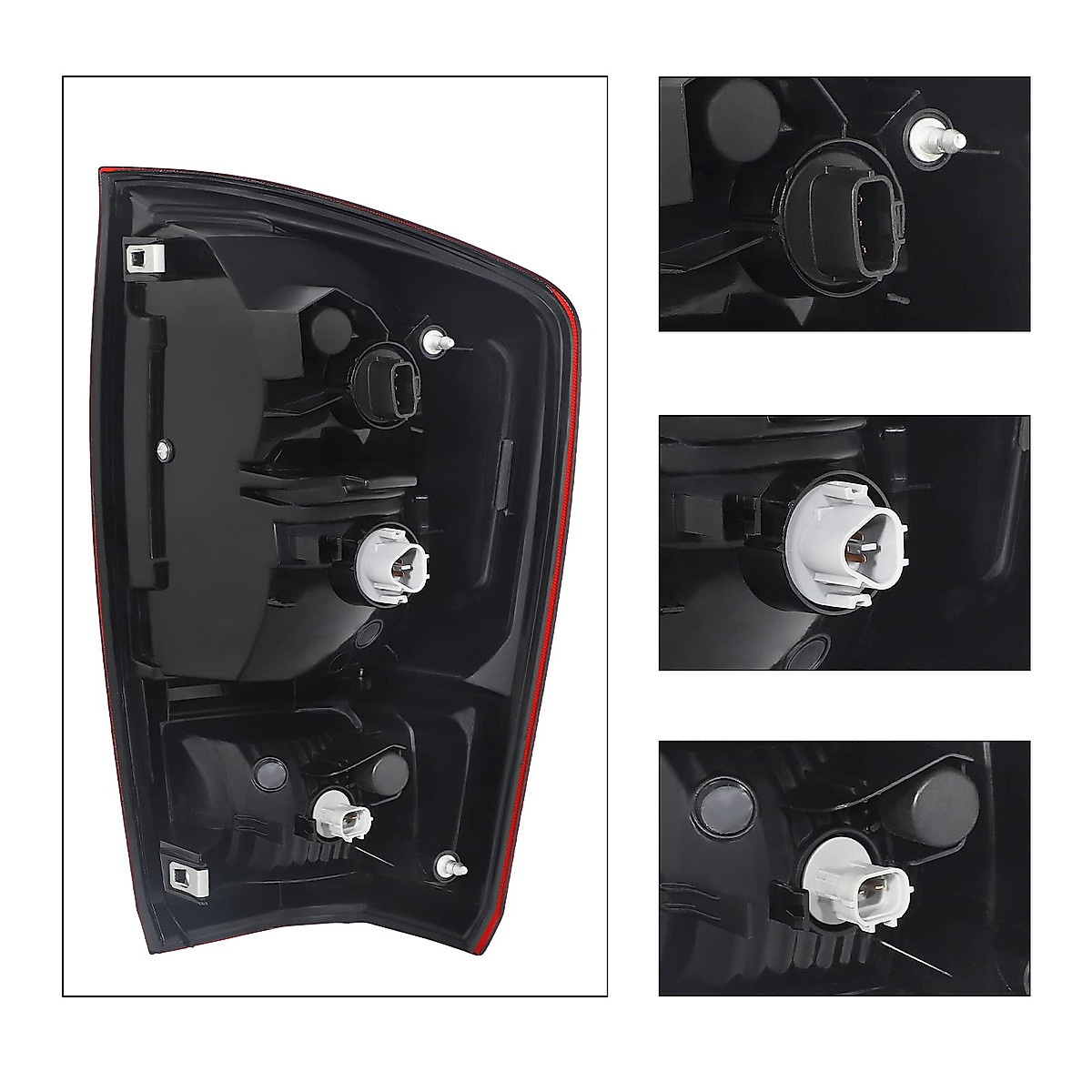 ALZIRIA Left Rear Tail Light Fit For 16 17 18 19 20 21 22 Tacoma 2016 2017 2018 2019 2020 2021 2022 Toyota Tacoma Pickup Brake Lamp Driver Side (Red Lights Chrome Trim - L)