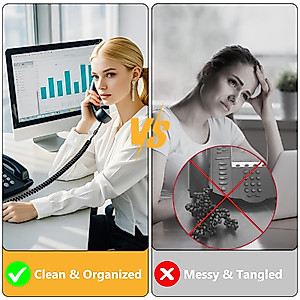 Uvital Telephone Cord Detangler(10 Pack), Anti-Tangle Telephone Handset Cable 360 Degree Rotating Landline Swivel Cord Untangler Black