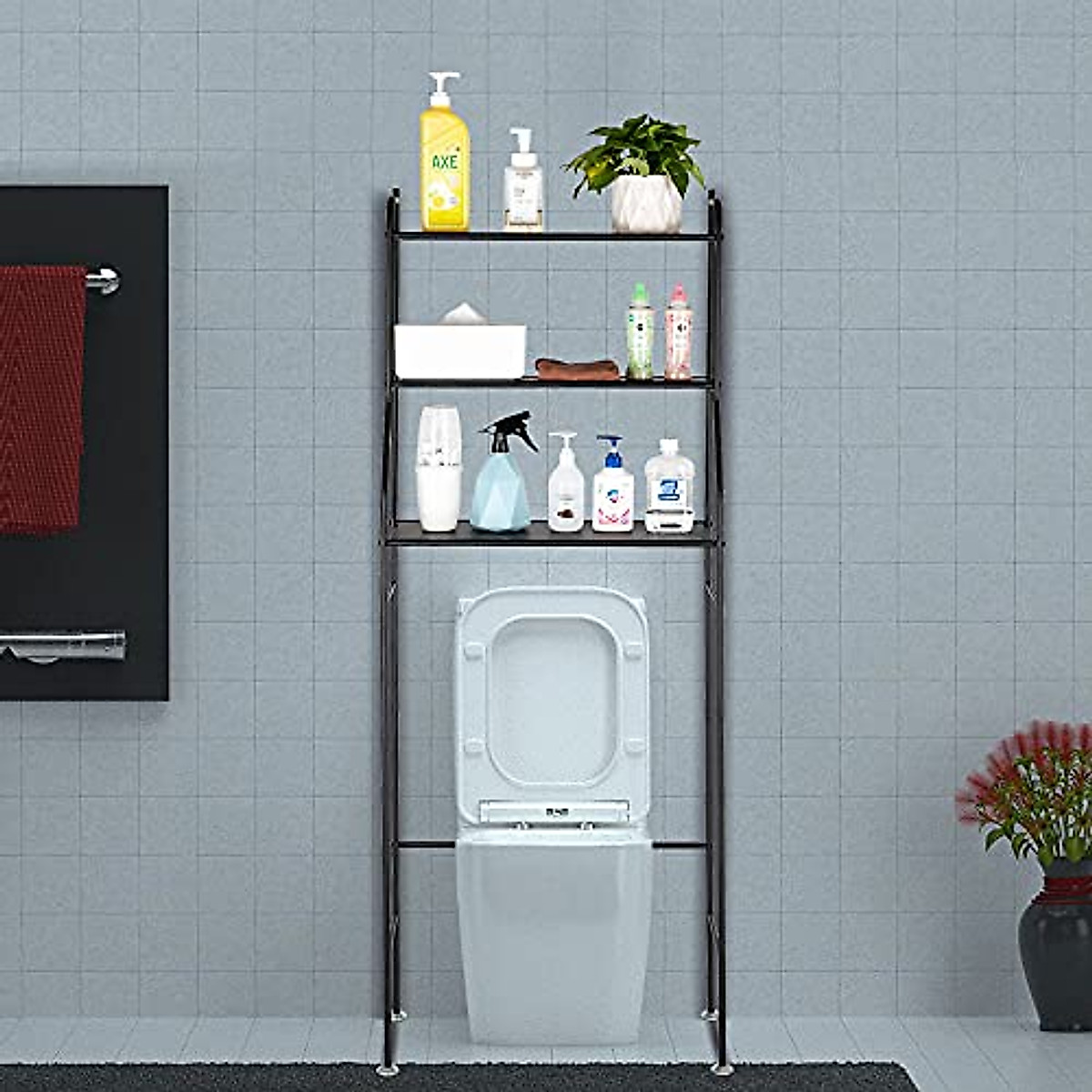 Ochine 3 Tier Toilet Rack Bathroom Storage Shelf Industrial Bathroom Organizer Over Toilet Storage Rack Space Saver Rustic Wall Shelves Cabinet for Bathroom Living Room Kitchen (Ship from USA)