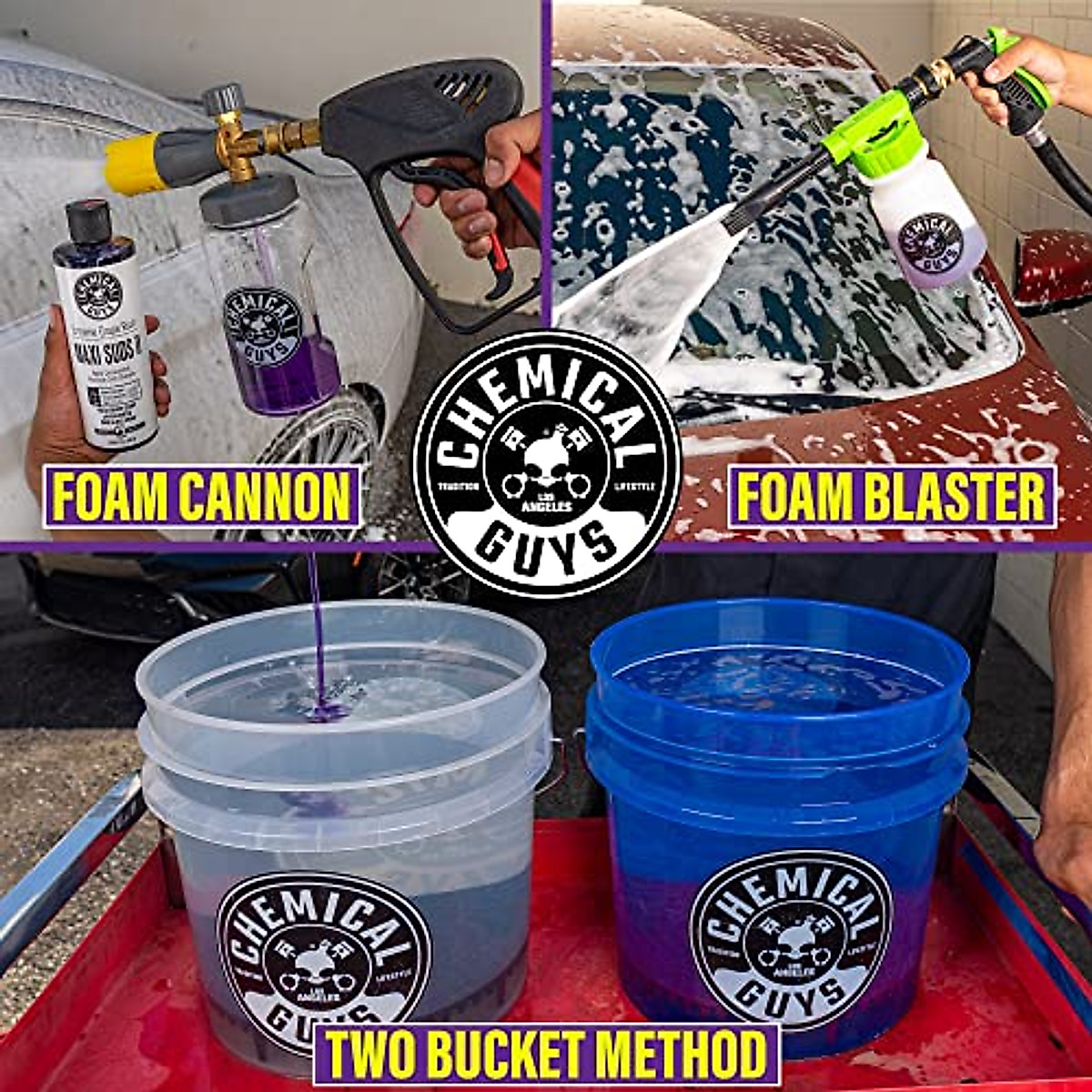 Chemical Guys CWS 1010 64 Maxi-Suds II Foaming Car Wash Soap (Works with Foam Cannons, Foam Guns or Bucket Washes) Safe for Cars, Trucks, Motorcycles, RVs & More, 64 fl. Oz (Half Gallon), Grape Scent