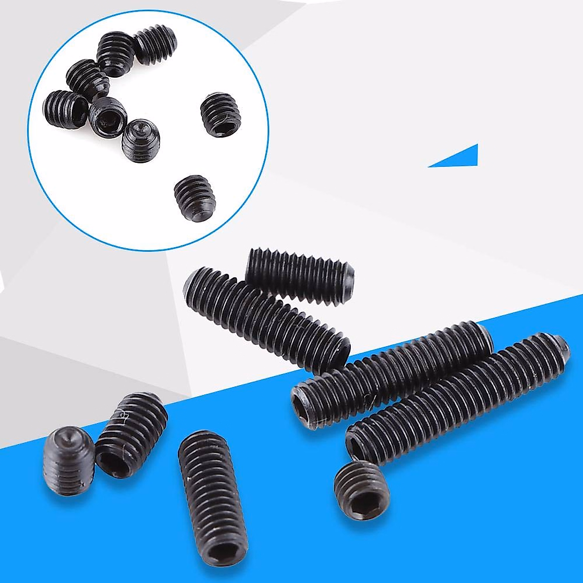 200pcs M3 Black Hex Socket Head Screw Steel Socket Cup Point Grub Set Hex Socket Set Screw Screw Assortment