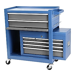 PULLAFUN 8-Drawer Rolling Tool Chest, 2-in-1 Rolling Tool Storage Cabinet with Detachable Top Tool Box, Liner, Universal Lockable Wheels,Tool Cart for Garage Workshop