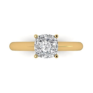 Clara Pucci 1.50 ct Cushion Cut Solitaire Genuine Moissanite Wedding Bridal Designer Anniversary Engagement Ring in 14k Yellow Gold