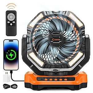 Saker Rechargeable Camping Fan-40000mAh Battery Powered Tent Fans with LED Lantern,Hanging Hook,Auto-Oscillating,Quiet Portable Ceiling Table Fan for Car Travel RV Camp Hurricane Emergency
