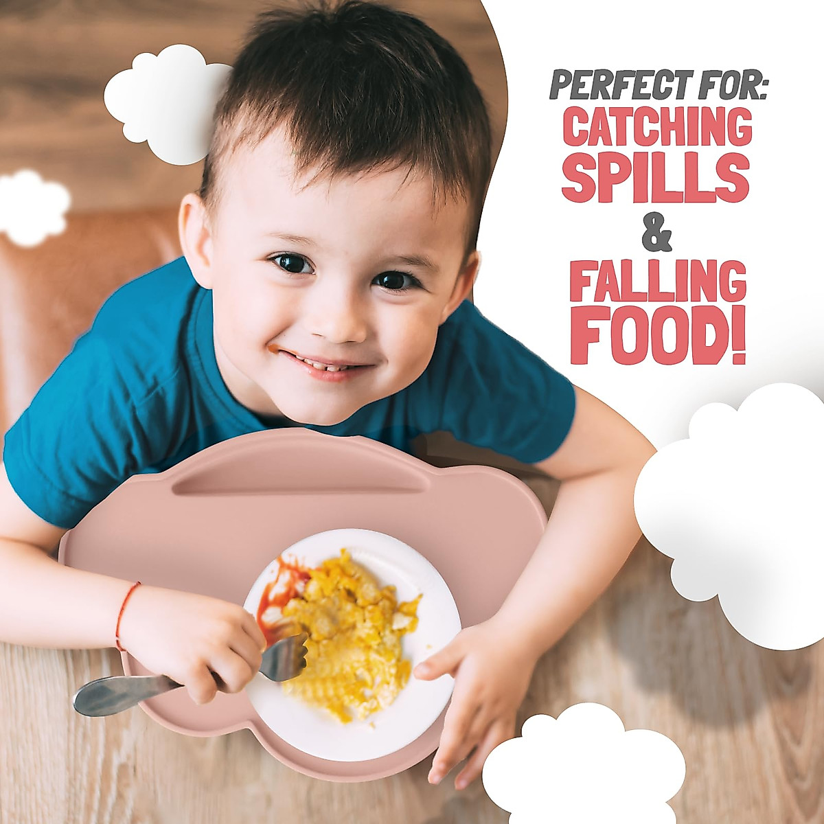 Nümi Silicone Placemat for Toddlers Kids | Fun & Functional Kids Placemats for Dining Table | Toddler Eating Supplies (Pink)