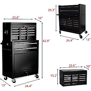 8-Drawer High Capacity Rolling Tool Chest, Removable Cabinet Storage Tool Box with Wheels and Drawers, Detachable Toolbox with Lock for Workshop Mechanics Garage