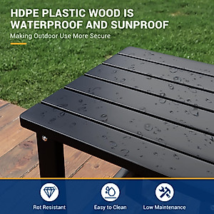 UDPATIO Outdoor Side Table for Patio, XXL Double Rectangular Adirondack Table Poolside Patio Table, HDPE End Table for Outside Backyard Pool Indoor Companion, Easy Maintenance All Weather